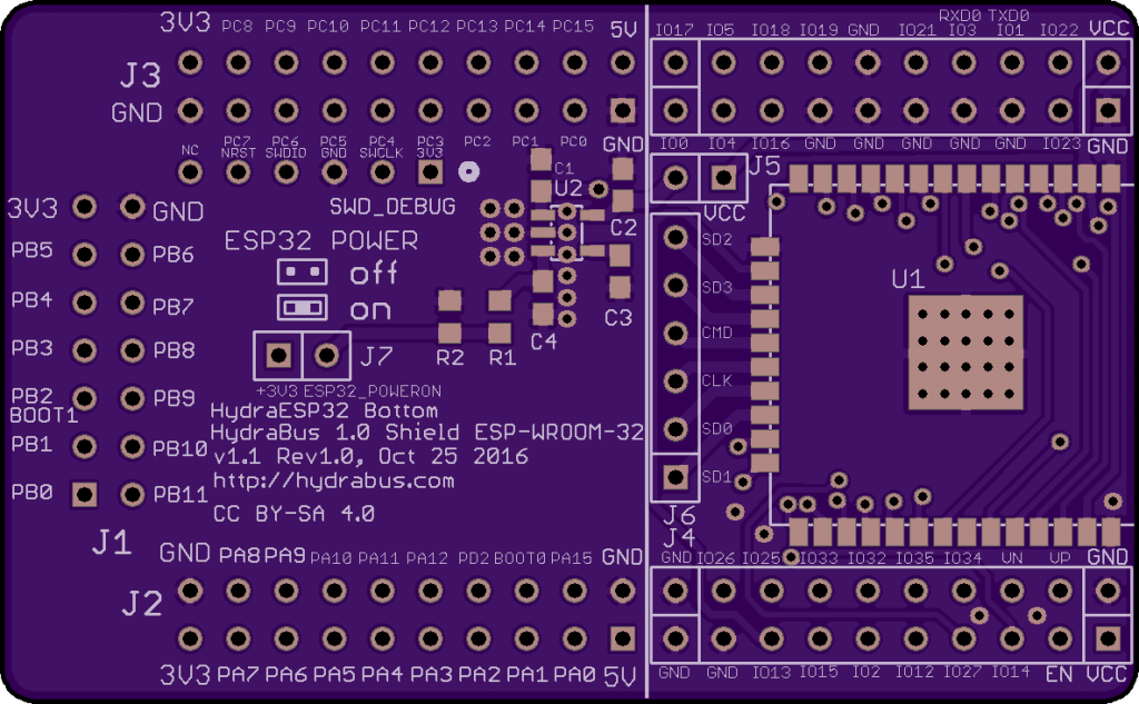 HydraBus v1.0 Shield / Breakout board for ESP-WROOM-32 (ESP32) Version1.1 | HydraBus